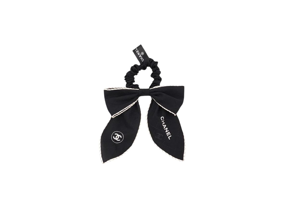 Chanel Hair Accessory Scrunchy In Silk Crepe Jacquard Black-Ecru