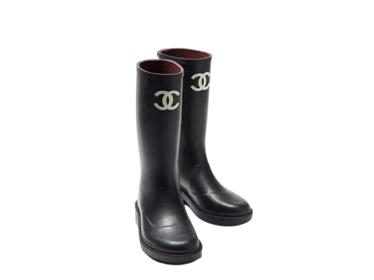 Chanel Rubber Rain Boots Caoutchouc and Black W SASOM