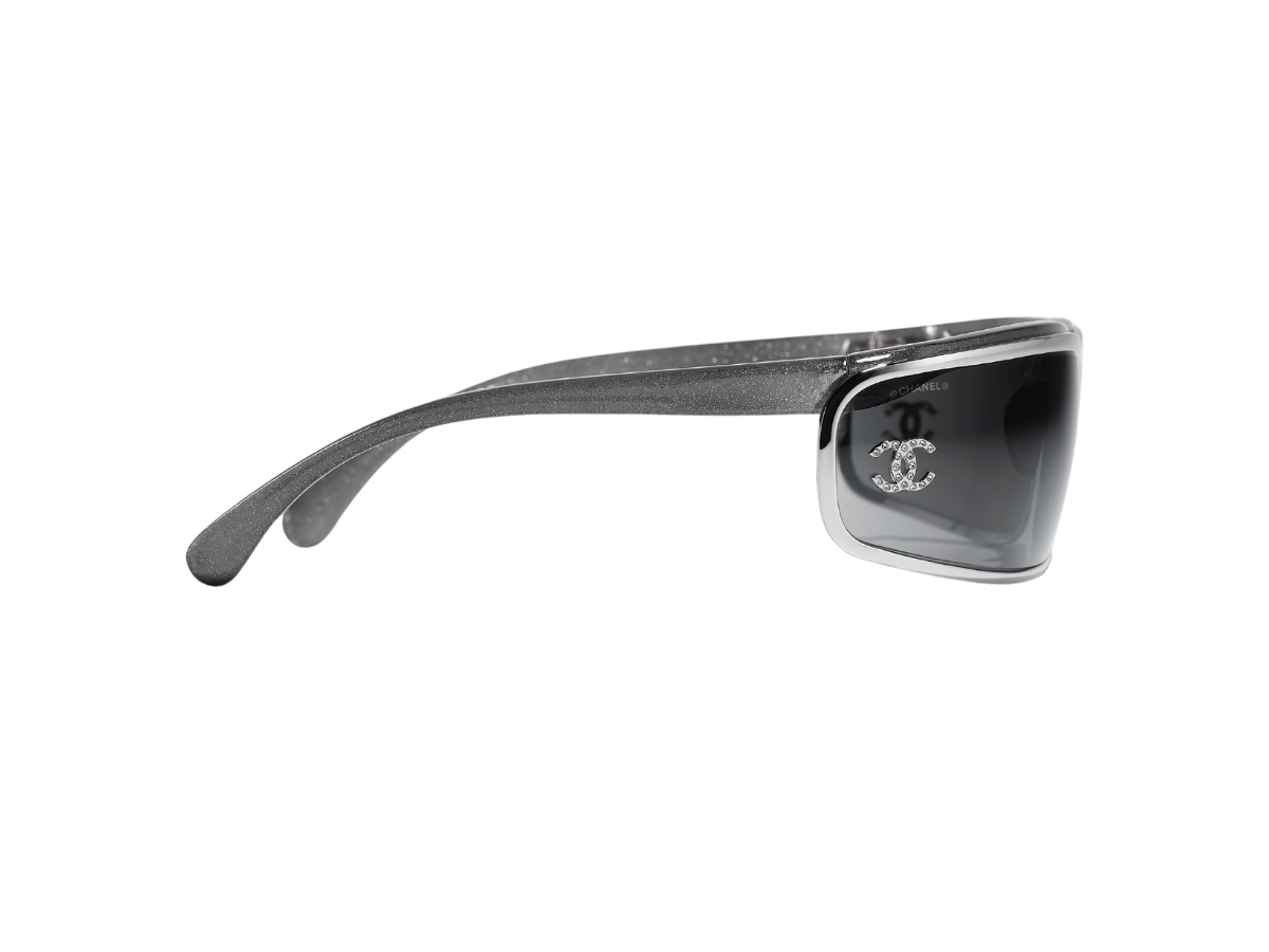 Chanel Shield Sunglasses In Silver-Grey Nylon Fibre With Grey Lenses-CC ...