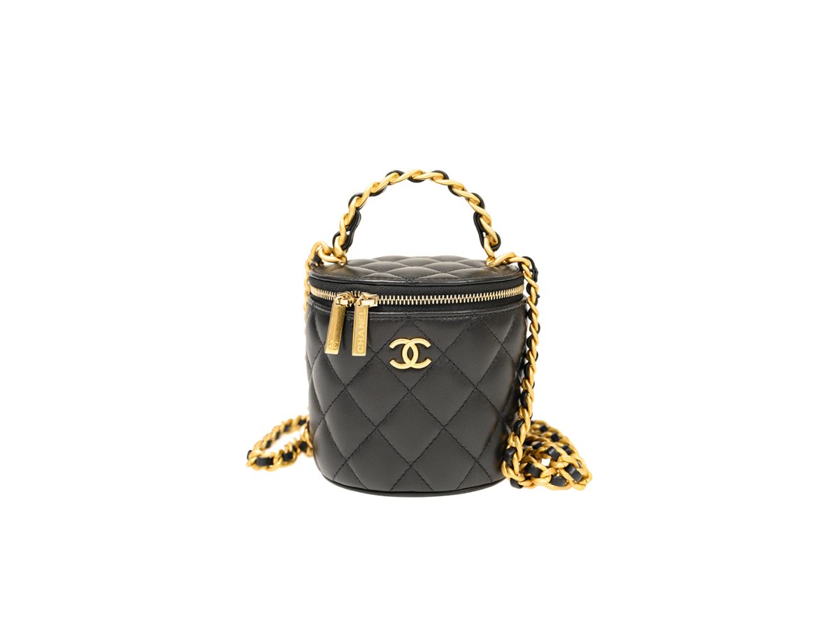 SASOM | bags Chanel Vanity With Chain Top Handle Lambskin Black Gold ...