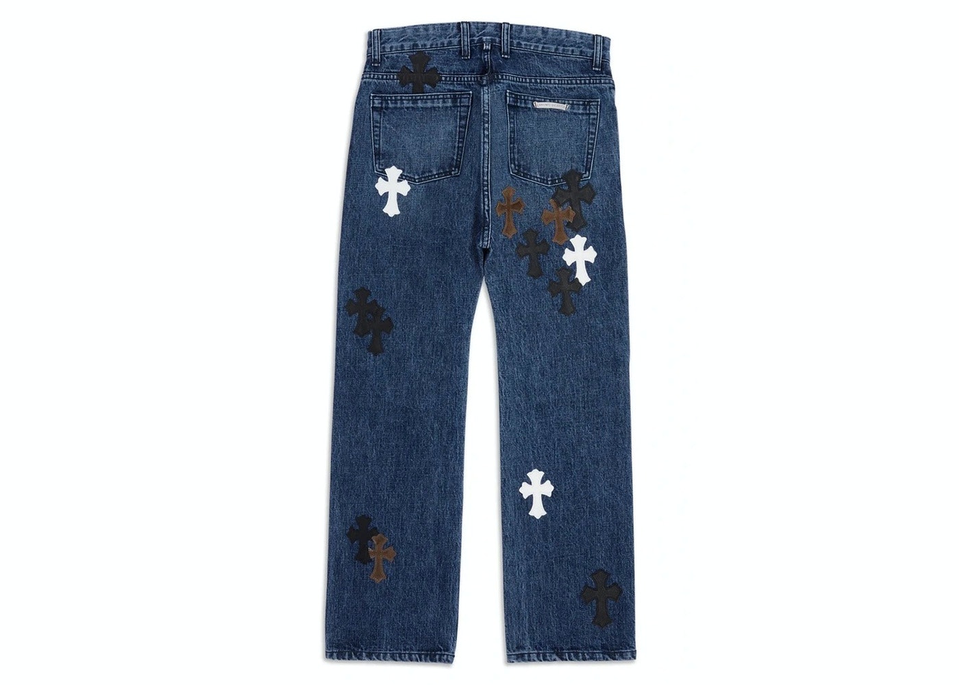 Chrome Hearts Fleur Knee Cross Patch Jeans Blue | ของแท้