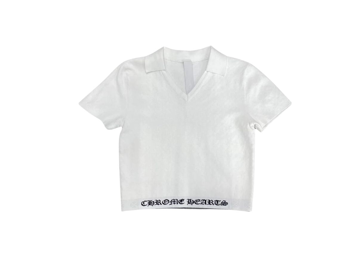 Chrome Hearts Knit Polo Cropped Top White | ของแท้