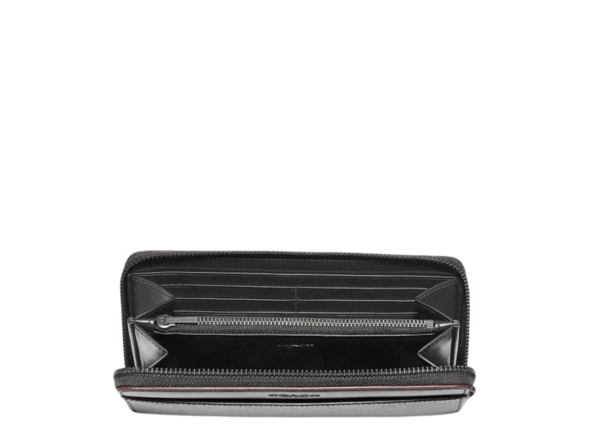 Coach Accordion Wallet In Signature Canvas With Silver Hardware Black