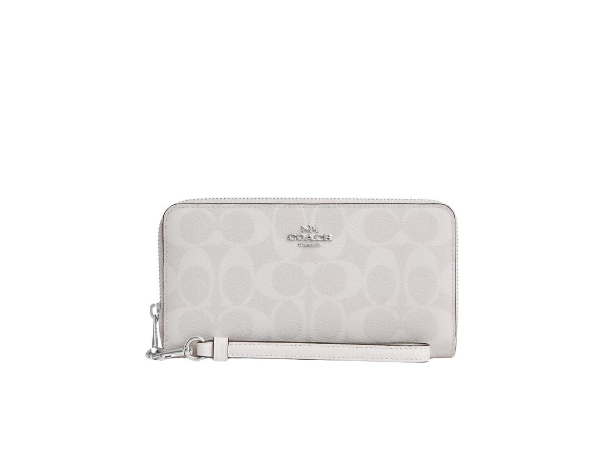 Coach Boxed Long Zip Around Wallet In Signature Canvas With Silver ...