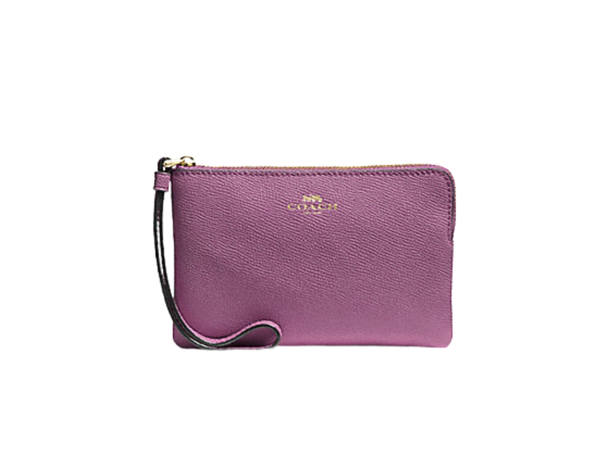 Coach Corner Zip Wristlet In Crossgrain Leather With Gold Hardware Primrose