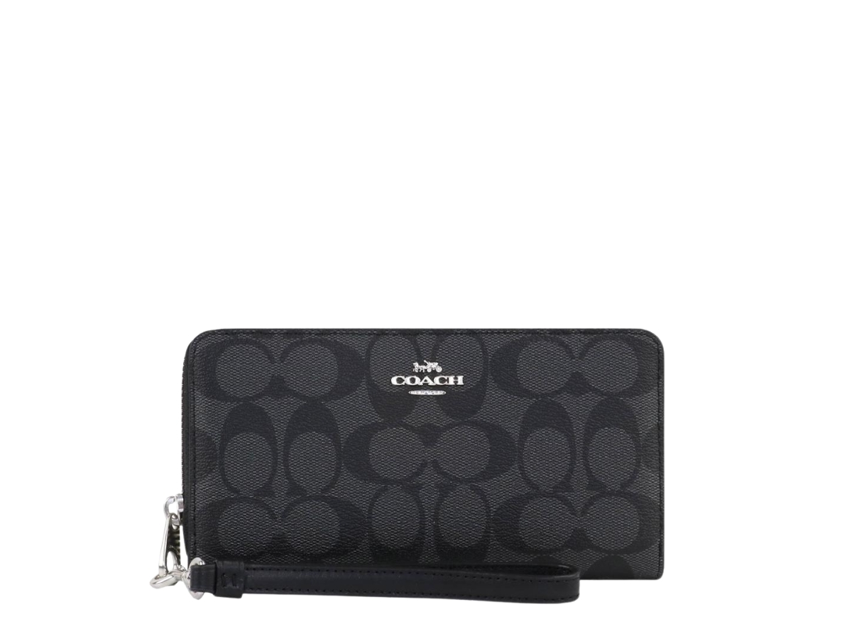 Coach Long Zip Around Wallet In Signature Canvas With Silver Hardware ...