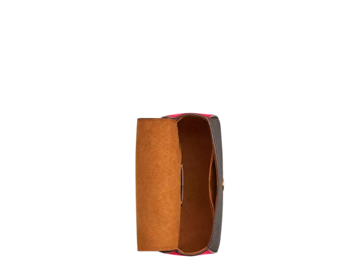 Coach Lysa Top Handle Bag In Signature Canvas With Gold Walnut Bold Red