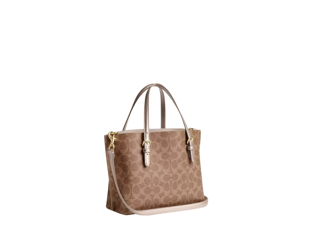 Coach Mollie Tote Bag 25CM In Signature Canvas With Gold Hardware Tan ...