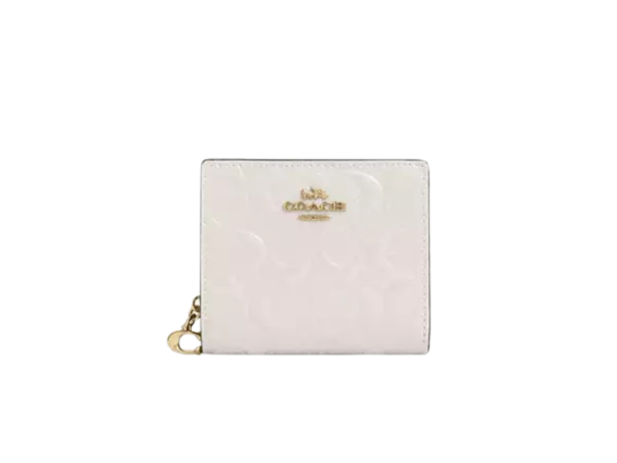 Coach Snap Wallet In Signature Leather With Gold Tone Hardware Chalk