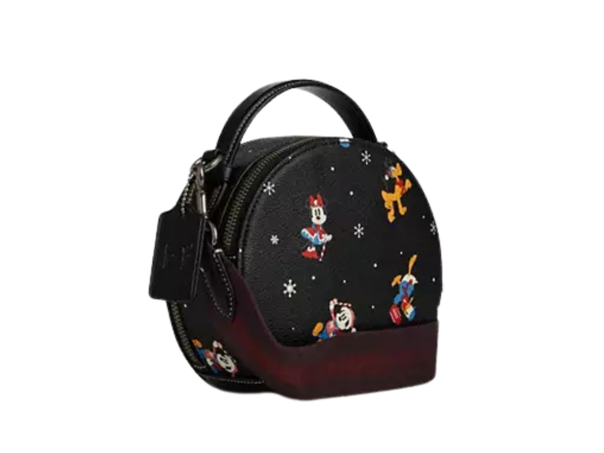 Coach X Disney Canteen Crossbody Bag With Holiday Print Black