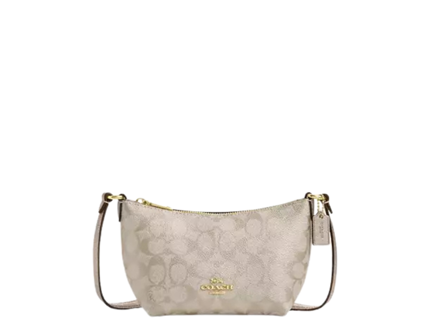 Coach Zip Top Crossbody Bag In Signature Canvas And Metallic Crossgrain ...