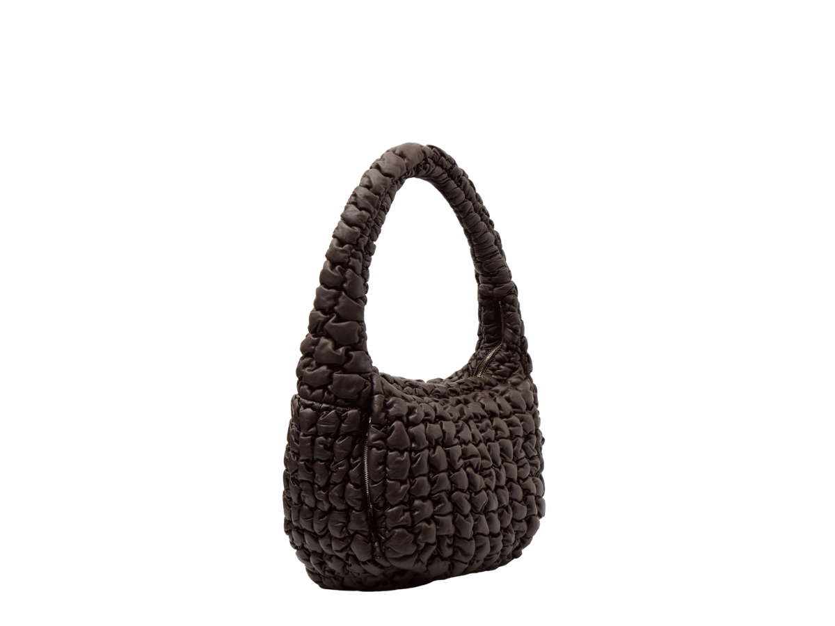 COS Quilted Oversized Crossbody Bag Leather Dark Beige