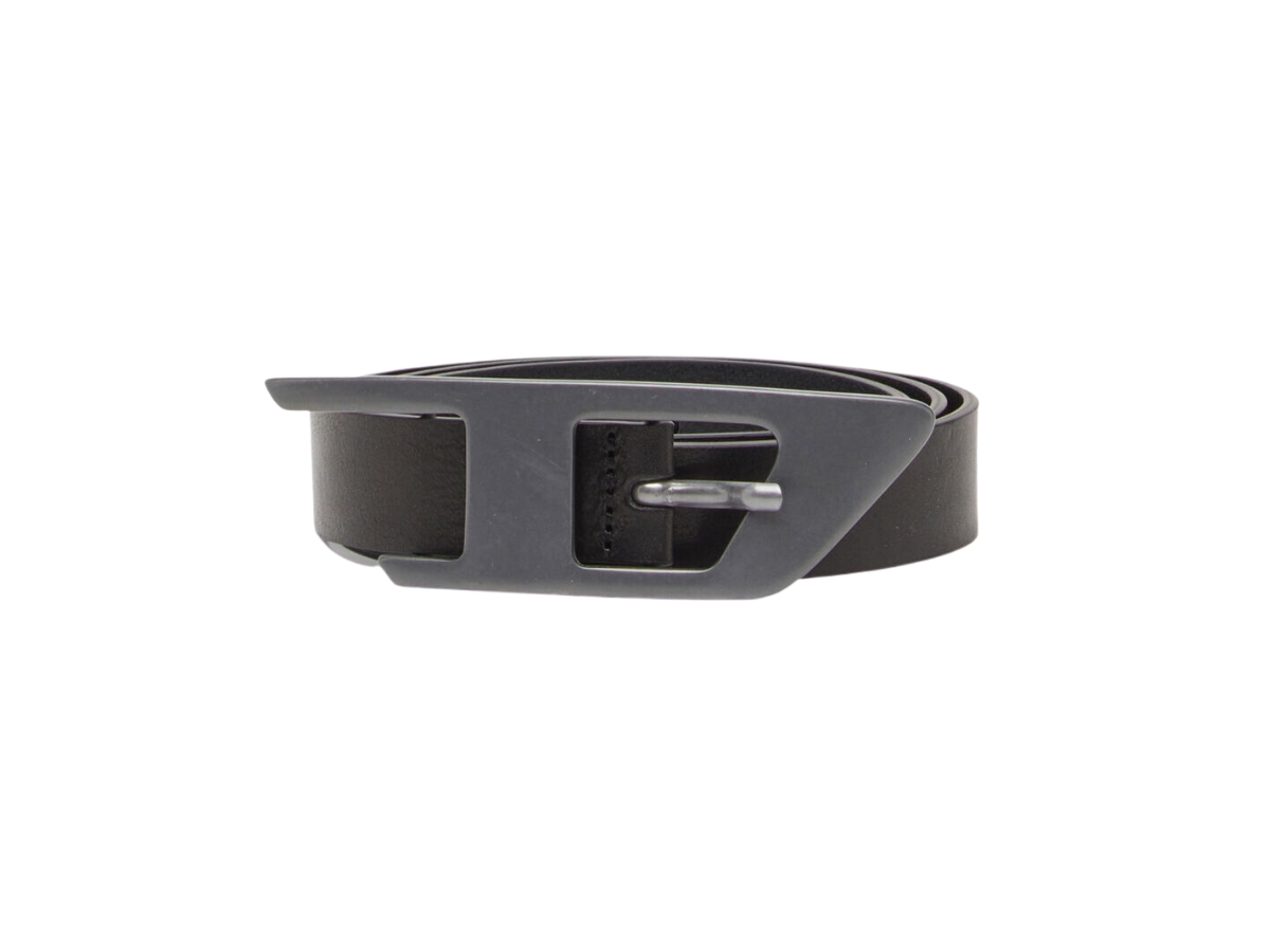 Diesel B-Dlogo Leather Belt With Maxi D Buckle Black