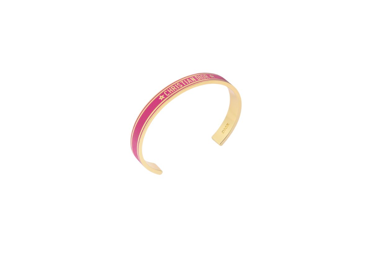 Dior Code Bangle In Gold-Finish Metal And Rani Pink Lacquer