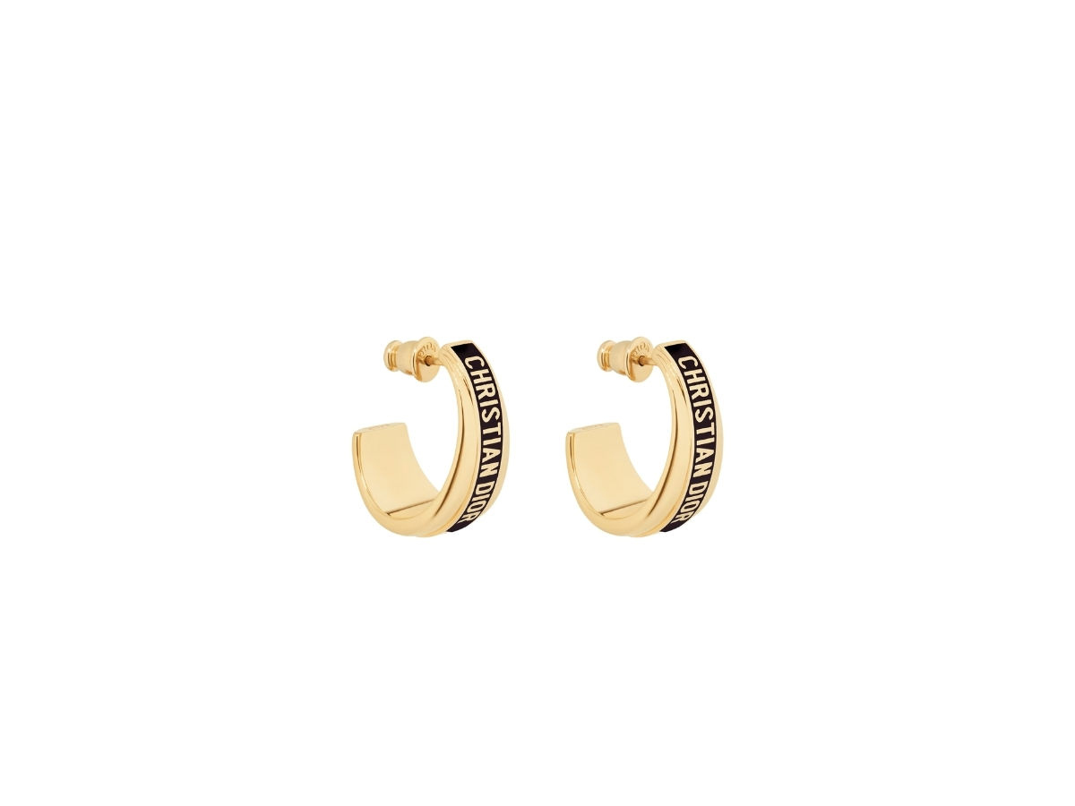 Dior Code Earrings In Gold-Finish Metal And Black Lacquer