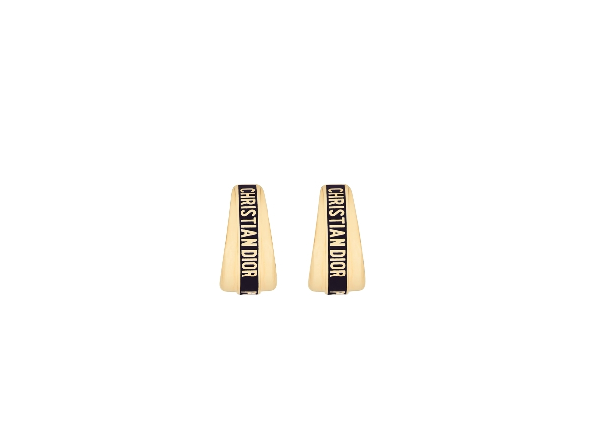 Dior Code Earrings In Gold-Finish Metal And Black Lacquer