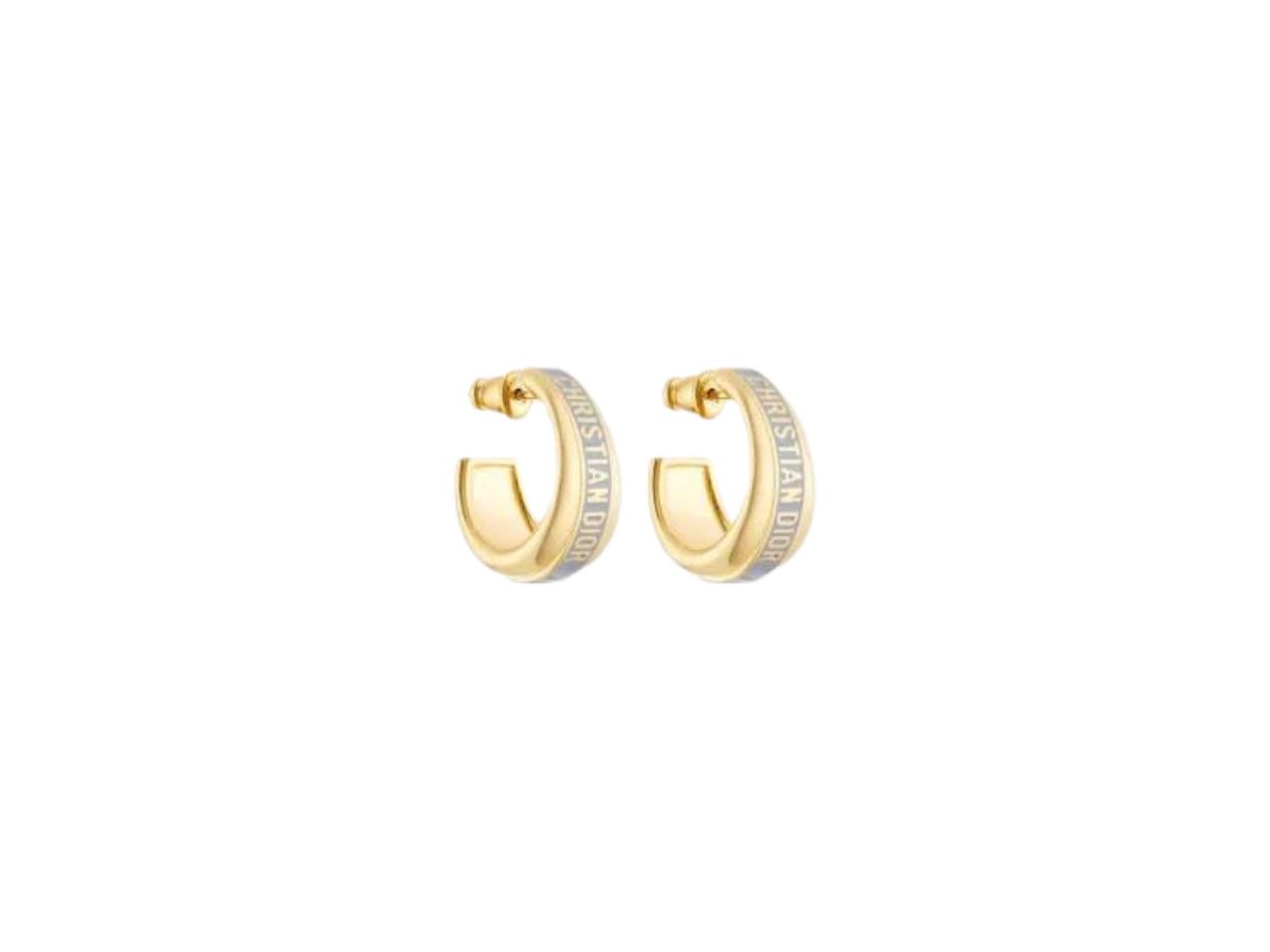 Dior Code Earrings In Gold-Finish Metal And Ethereal Gray Lacquer