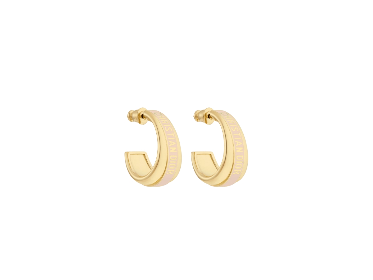 Dior Code Earrings In Gold-Finish Metal And Sand Pink Lacquer