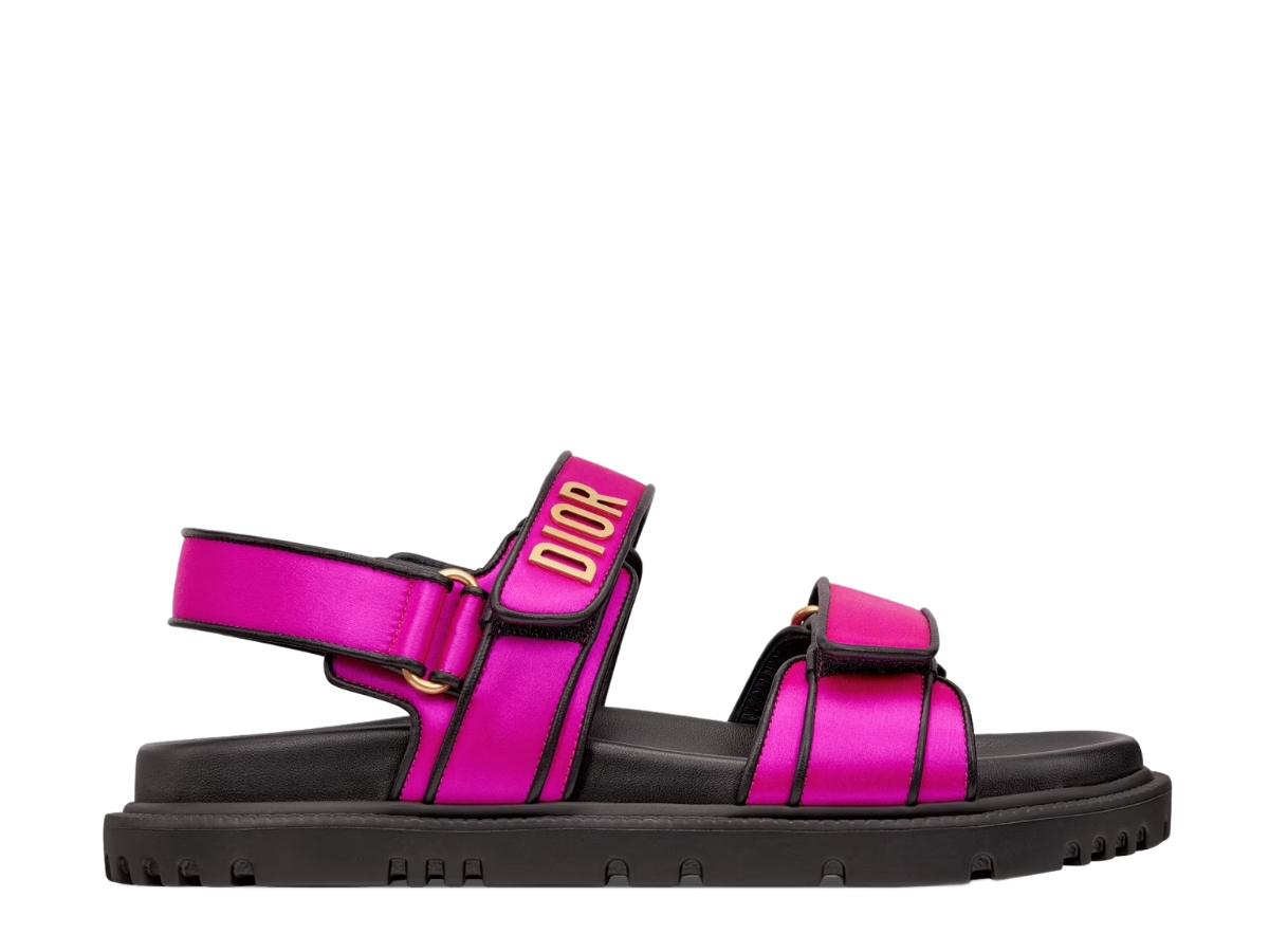 Dior Dioract Sandal In Rani Pink Satin and Black Lambskin With Rubber ...