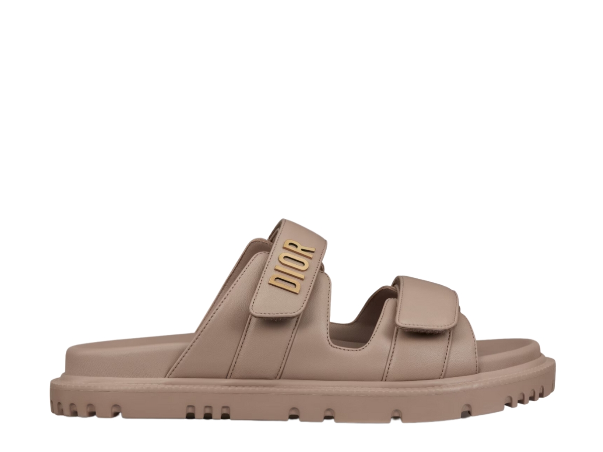 Dior Dioract Slide In Lambskin With Gold-finish Metal Hazelnut (W)