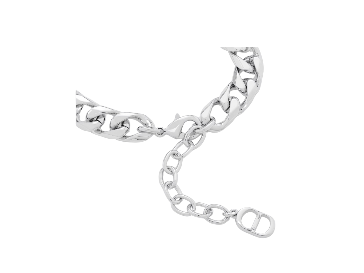 Dior Italic Chain Link Bracelet In Silver-Finish Brass