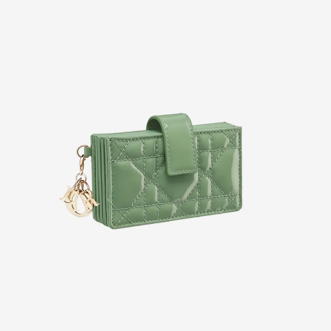Dior Lady 5-Gusset Card Holder Patent Cannage Calfskin Dark Mint