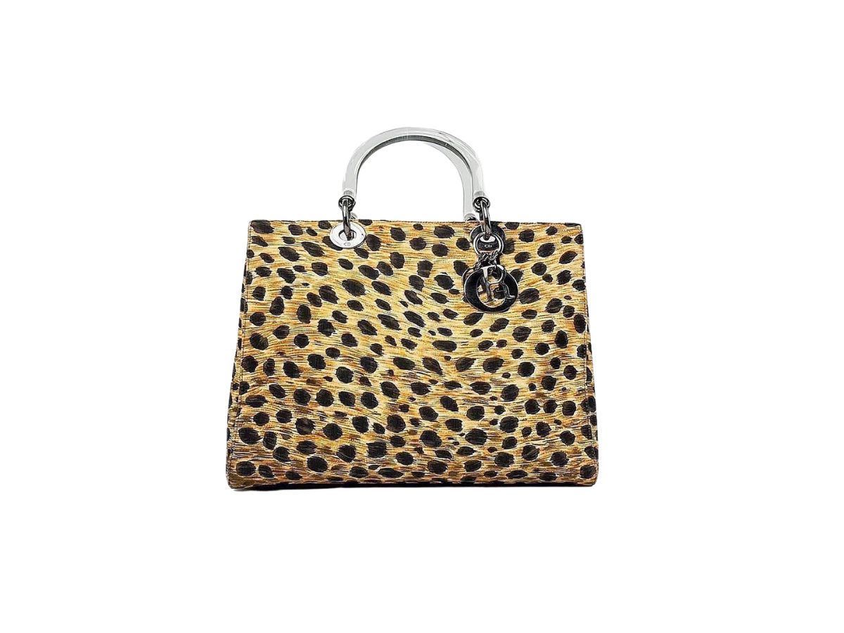 Dior Lady Dior Handbag Cheetah Pattern Canvas | ของแท้