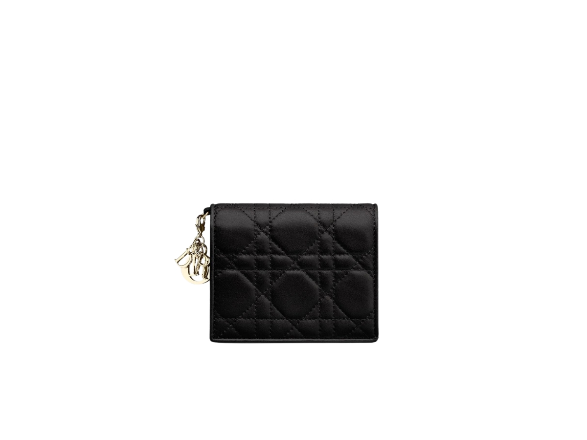 Dior Lady Dior Mini Wallet In Black Cannage Lambskin With Detachable Charm