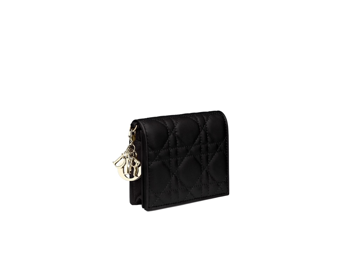 Dior Lady Dior Mini Wallet In Black Cannage Lambskin With Detachable Charm