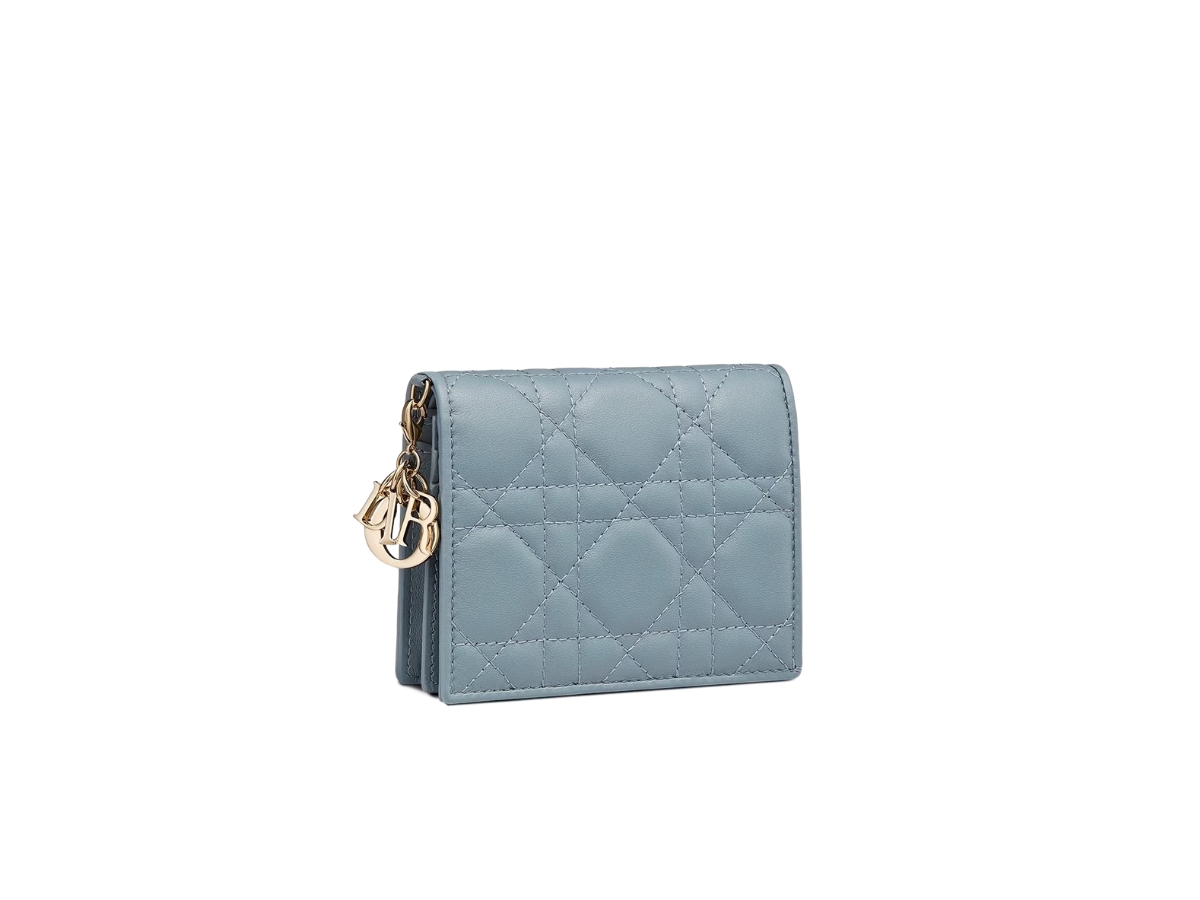 Dior Lady Dior Mini Wallet In Cloud Blue Cannage Lambskin With ...