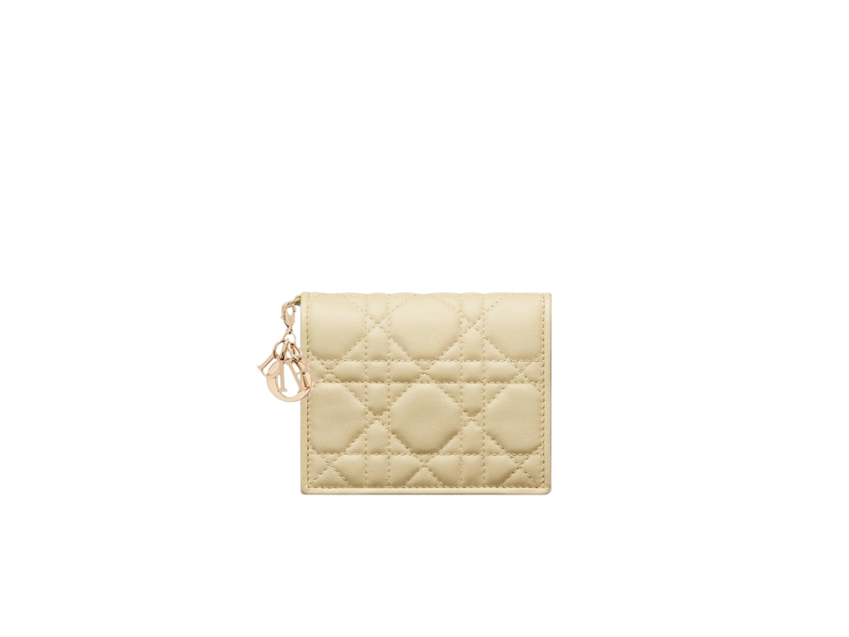 Dior Lady Dior Mini Wallet In Pale Yellow Cannage Lambskin With ...