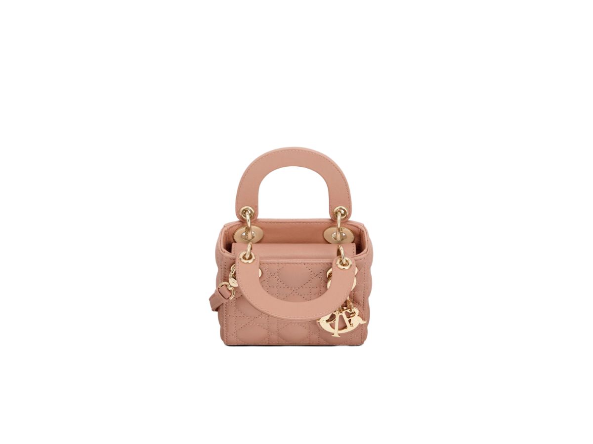 Dior Micro Lady Dior Bag In Rose Des Vents Lambskin With Signature ...