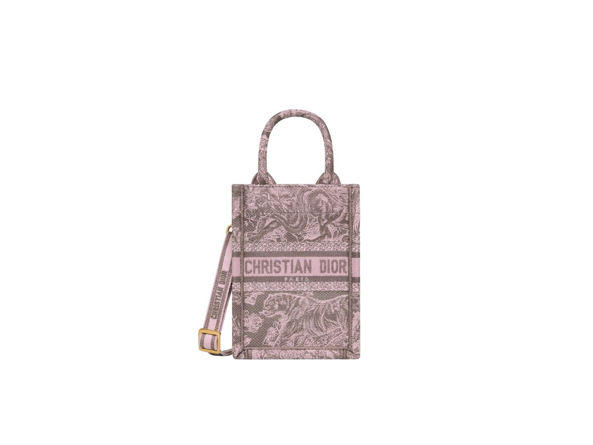 Dior Mini Dioriviera Dior Book Tote Phone Bag In Gray And Pink Toile De ...