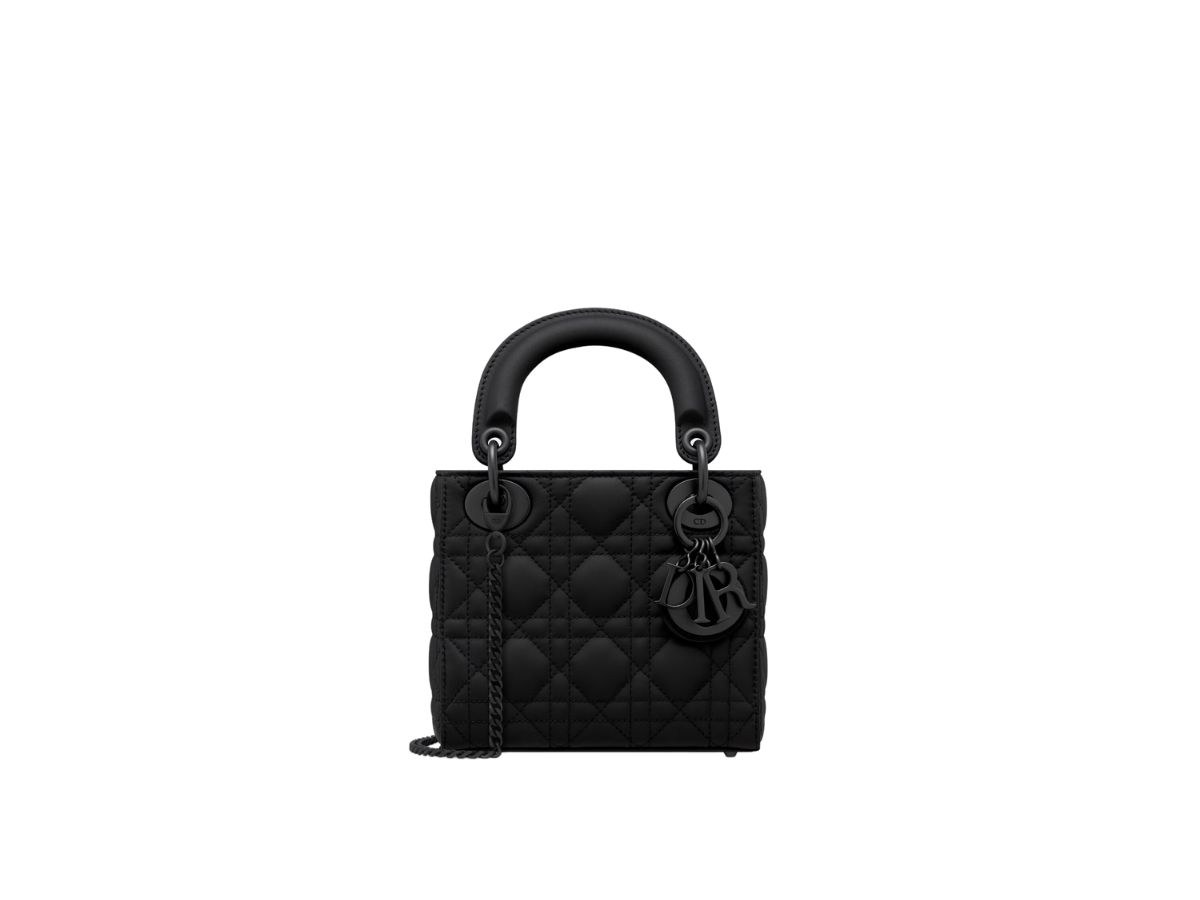 SASOM | bags Dior Mini Lady Dior Bag In Black Ultramatte Cannage Calfskin With Tonal Metal Check ...