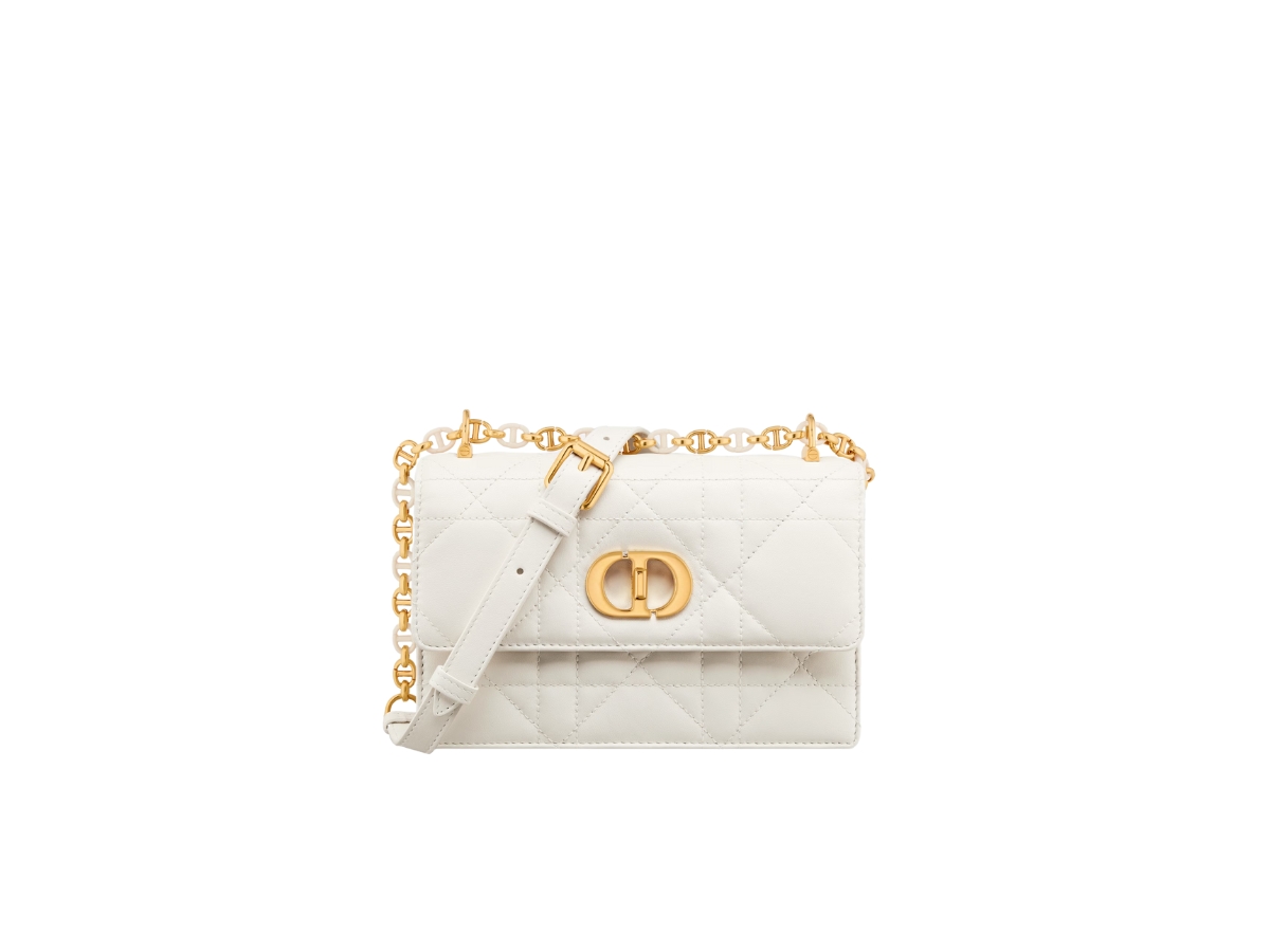 Dior Miss Caro Mini Bag In Latte Macrocannage Lambskin With Gold-Finish ...