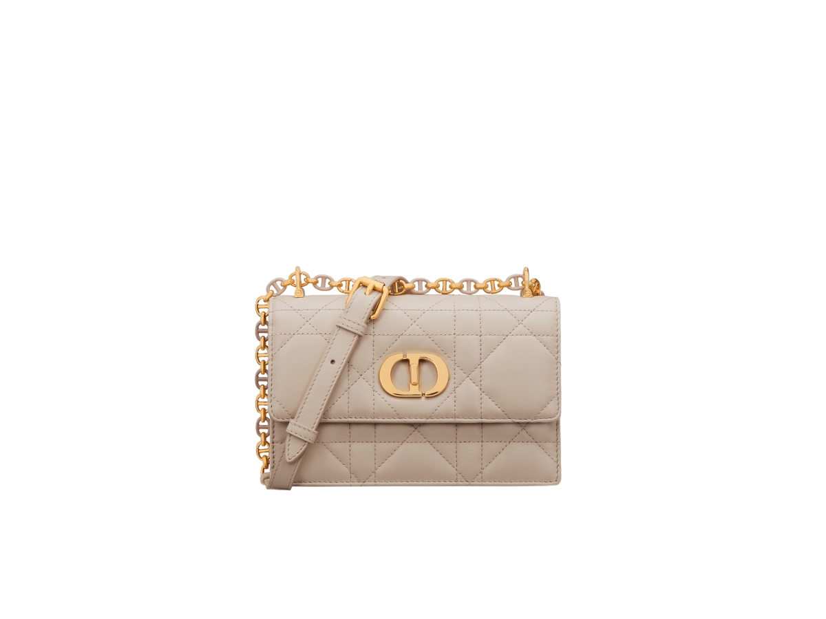 Dior Miss Caro Mini Bag In Powder Beige Macrocannage Lambskin With Gold ...