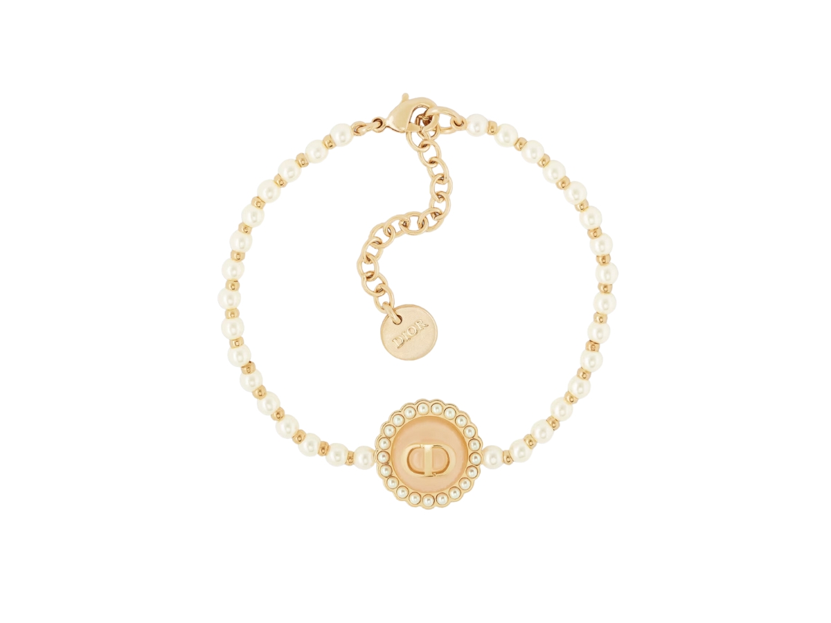Dior Petit CD Baroque Bracelet In Gold-Finish Metal With White Resin ...