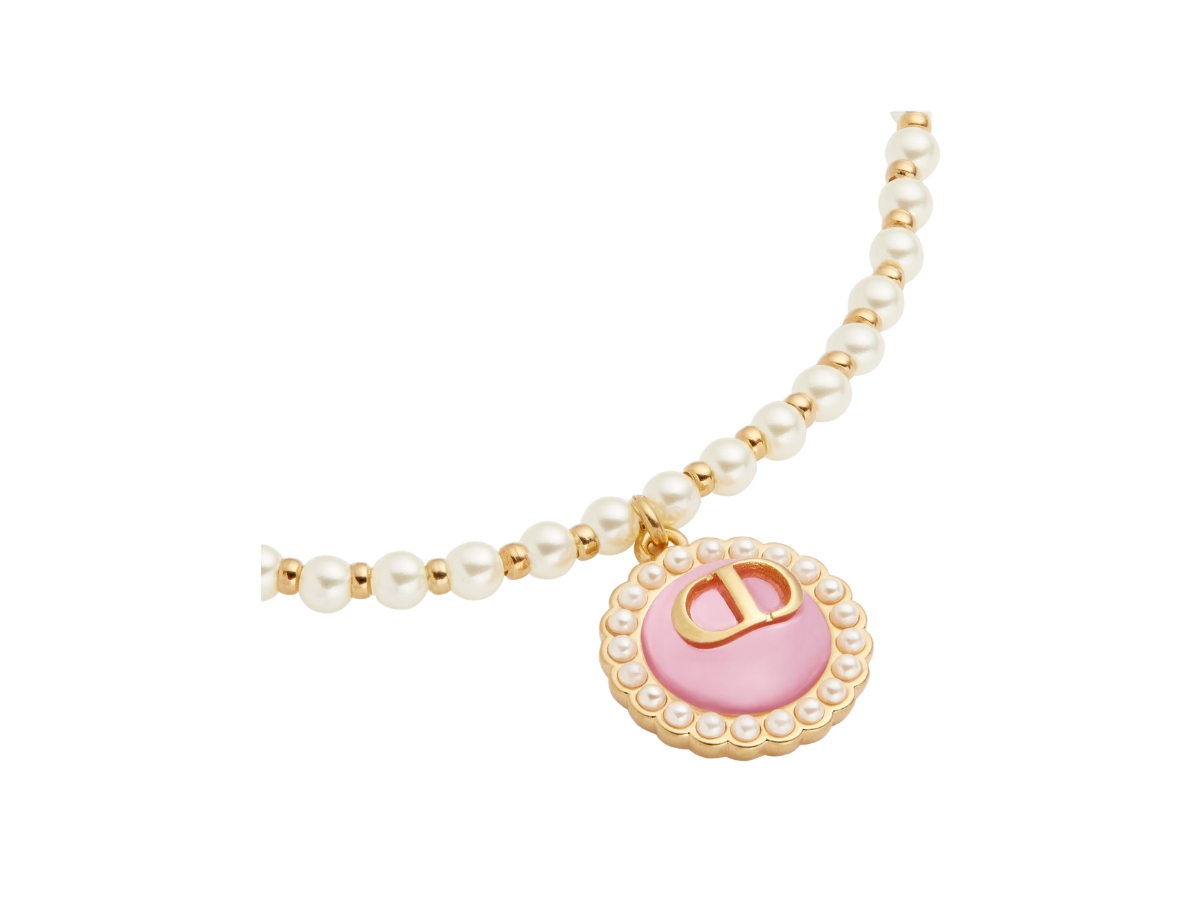 Dior Petit CD Baroque Necklace In Gold-Finish Metal With White Resin ...