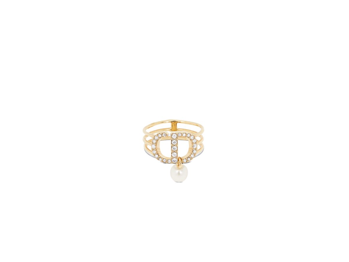 Dior Petit CD Ring In Gold-Finish Metal And White Crystals With A White ...