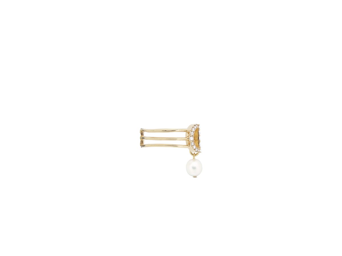 Dior Petit CD Ring In Gold-Finish Metal And White Crystals With A White ...