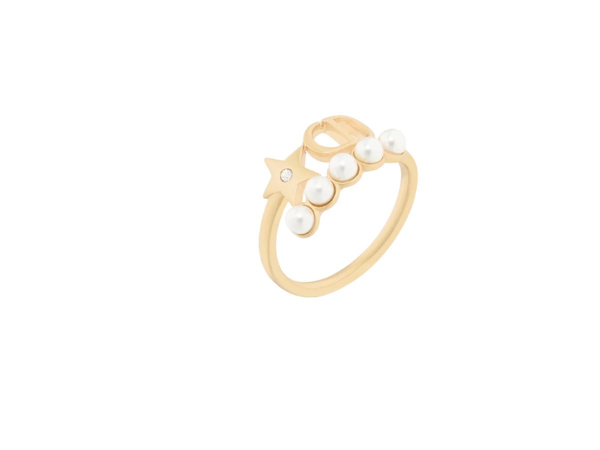 Dior Petit CD Ring In Gold-Finish Metal With White Resin Pearls And a ...