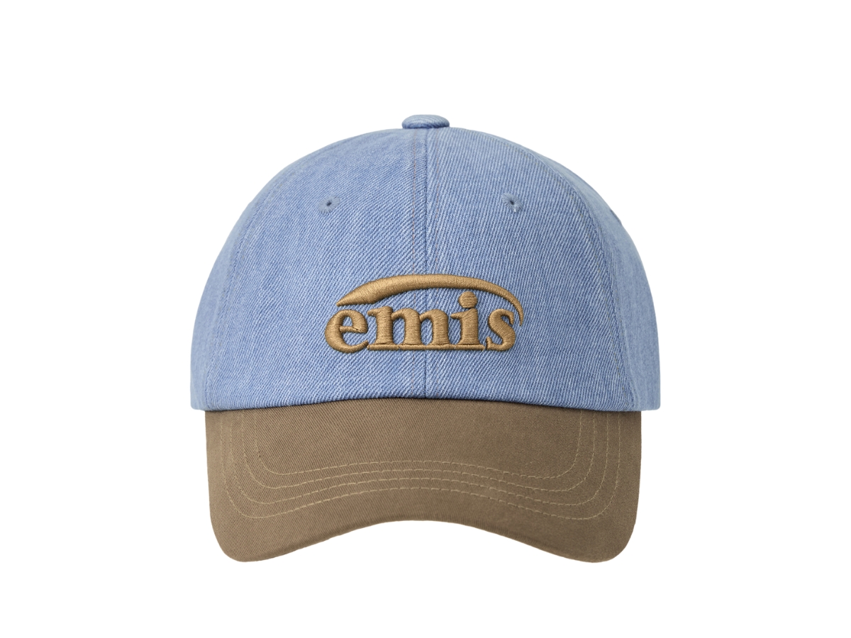 Emis Washed Denim Ball Cap Light Blue Denim Brown
