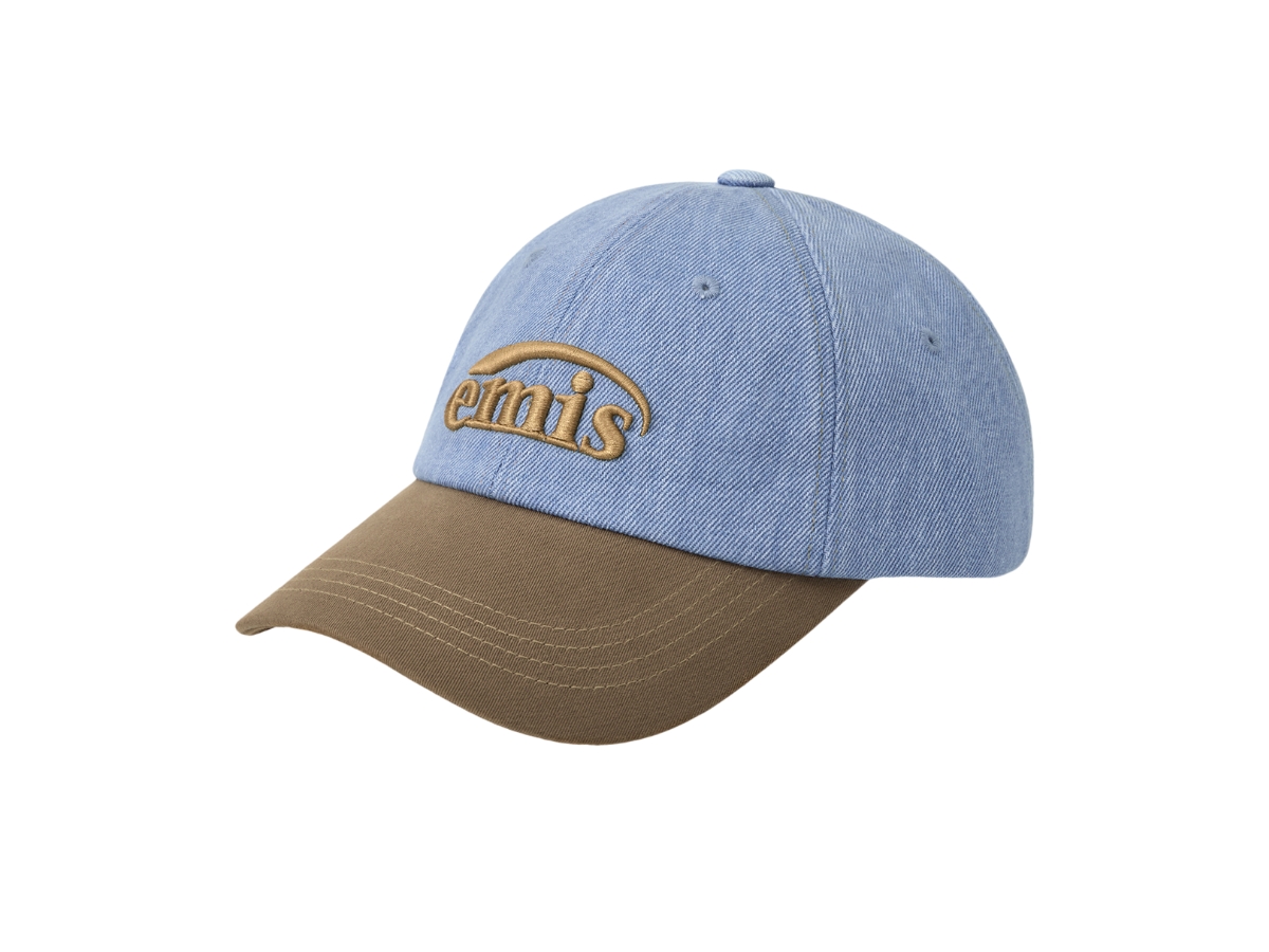 Emis Washed Denim Ball Cap Light Blue Denim Brown