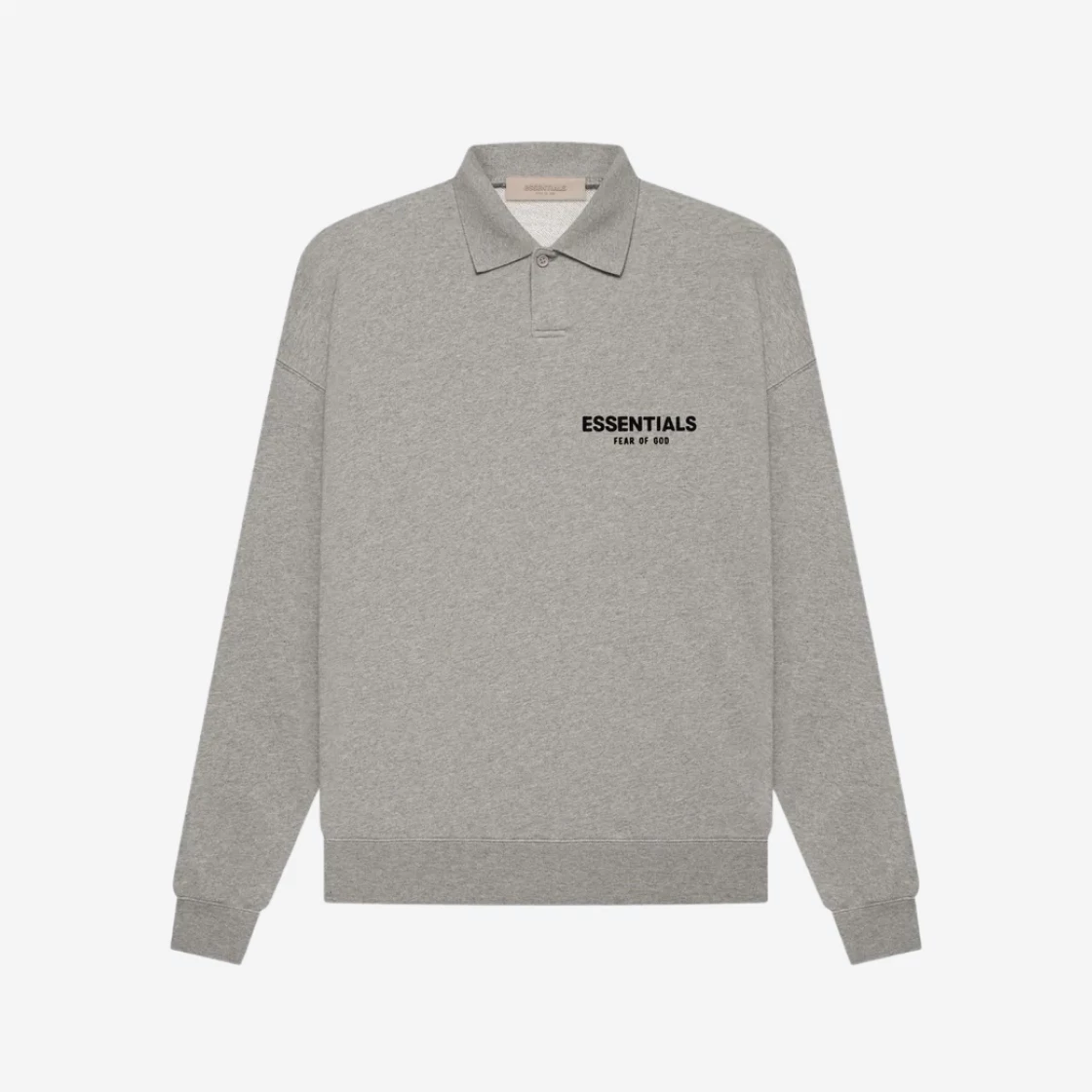 Essentials The Core Collection Long Sleeve Polo Dark Oatmeal