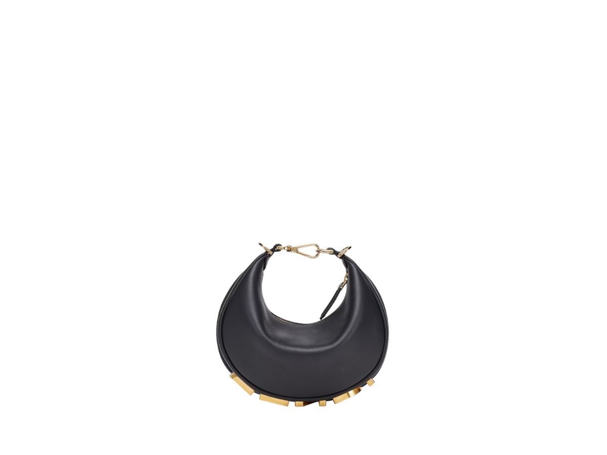 Fendi Fendigraphy Mini Bag In Soft Leather With Gold-Finish Metalware Black