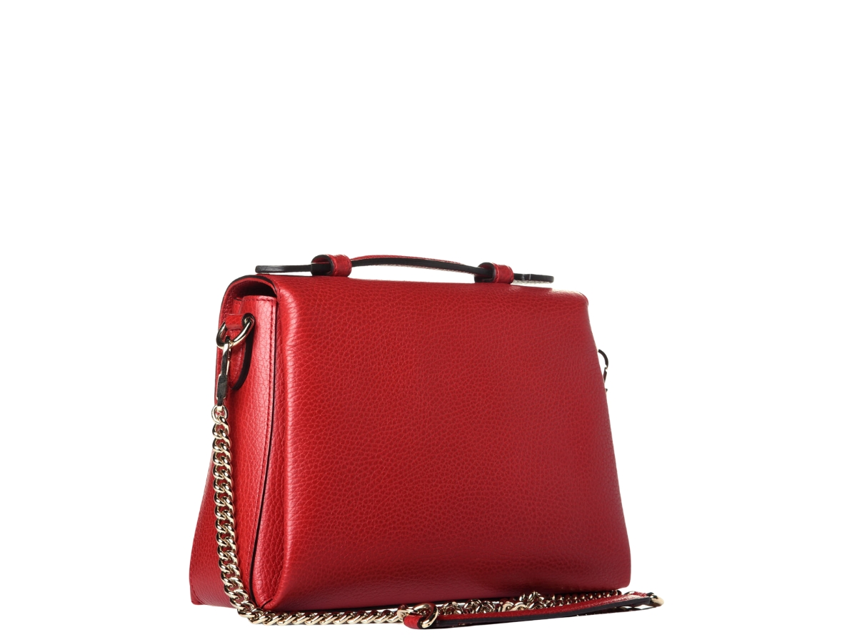Gucci Dollar Calfskin Interlocking G Top Handle Shoulder Bag Red at ...