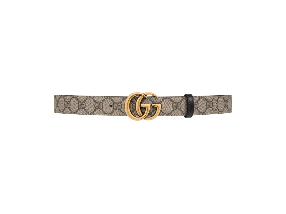 Gucci GG Marmont Reversible Belt In Supreme Canvas With Black Leather ...