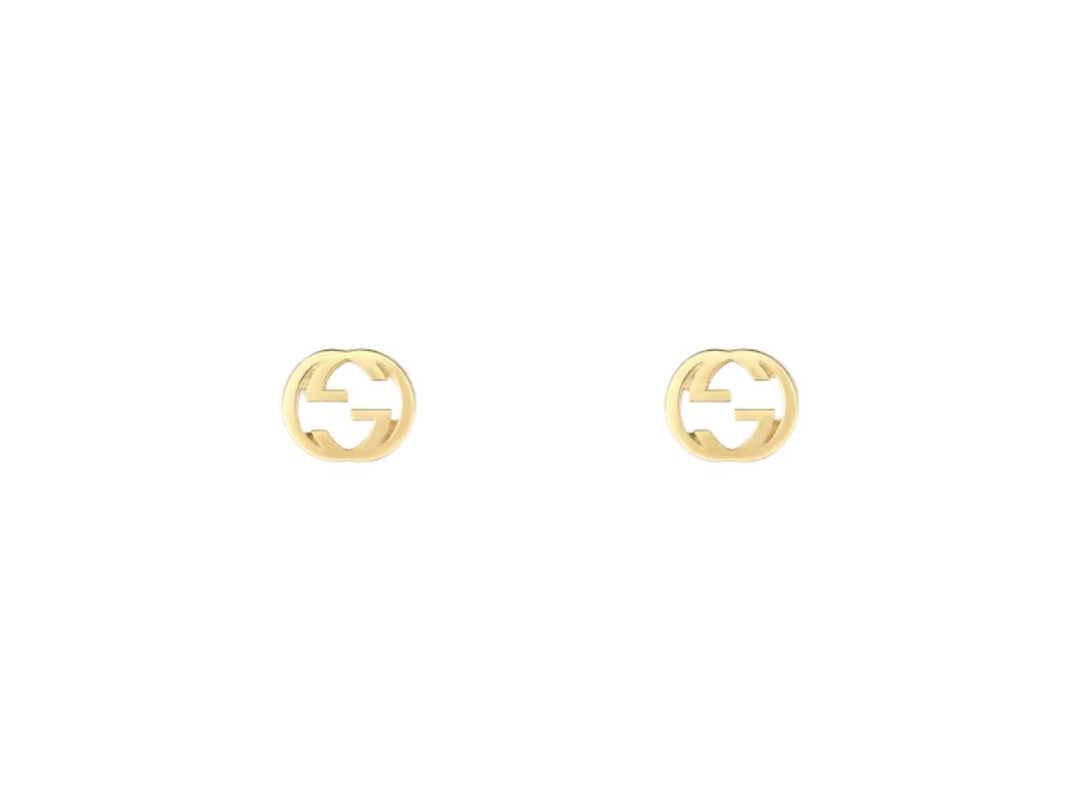 Buy Gucci Interlocking G Stud Earrings Yellow Gold | SASOM