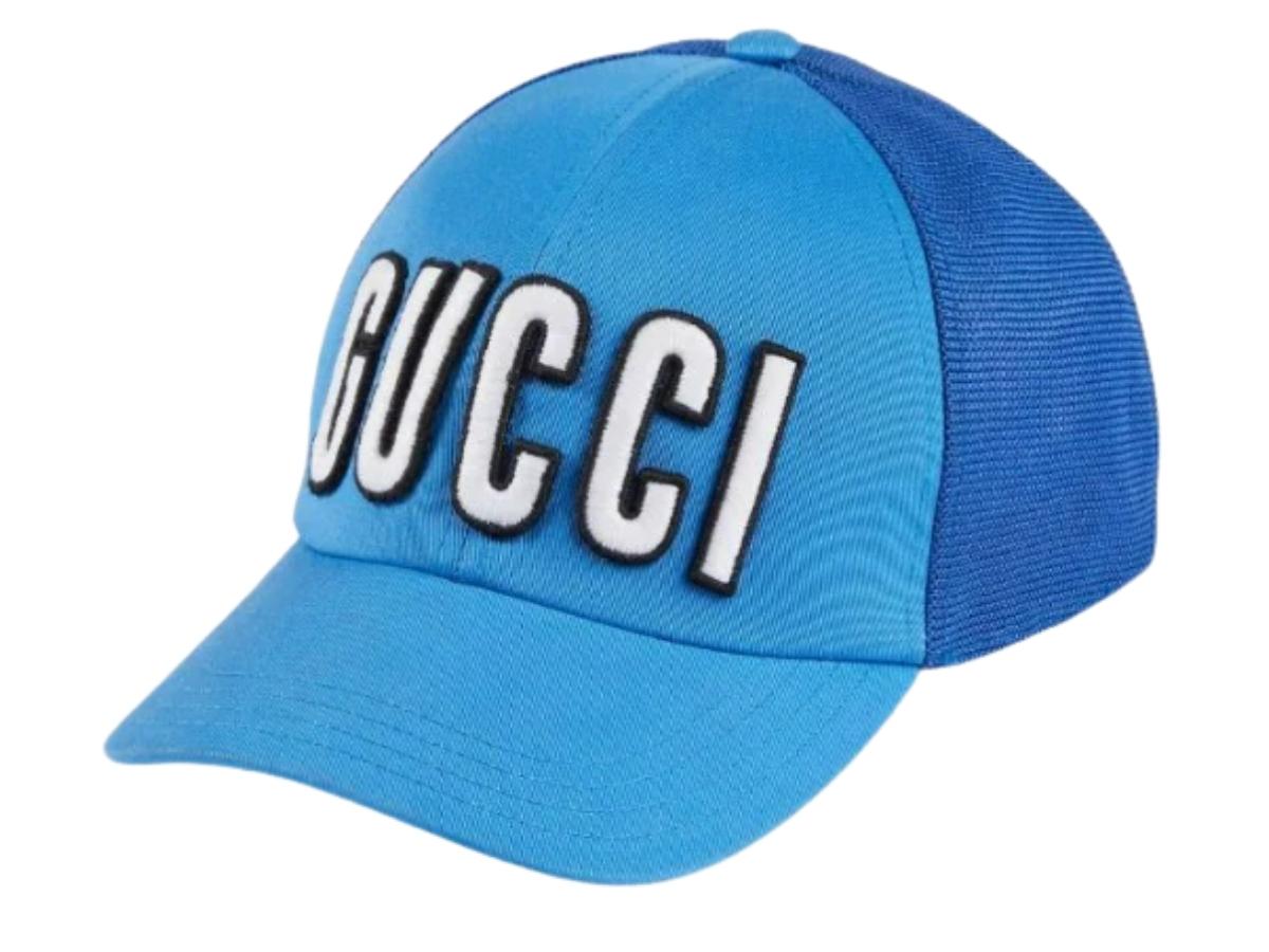 SASOM | เครื่องประดับ Gucci Logo Embroidered Mesh Cap Blue เช็คราคาล่าสุด