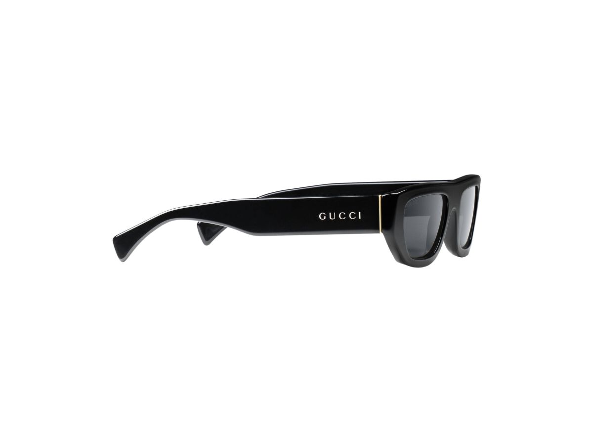 Gucci Rectangular-Frame Sunglasses In Shiny Black Injection Frame With Solid Grey Lens